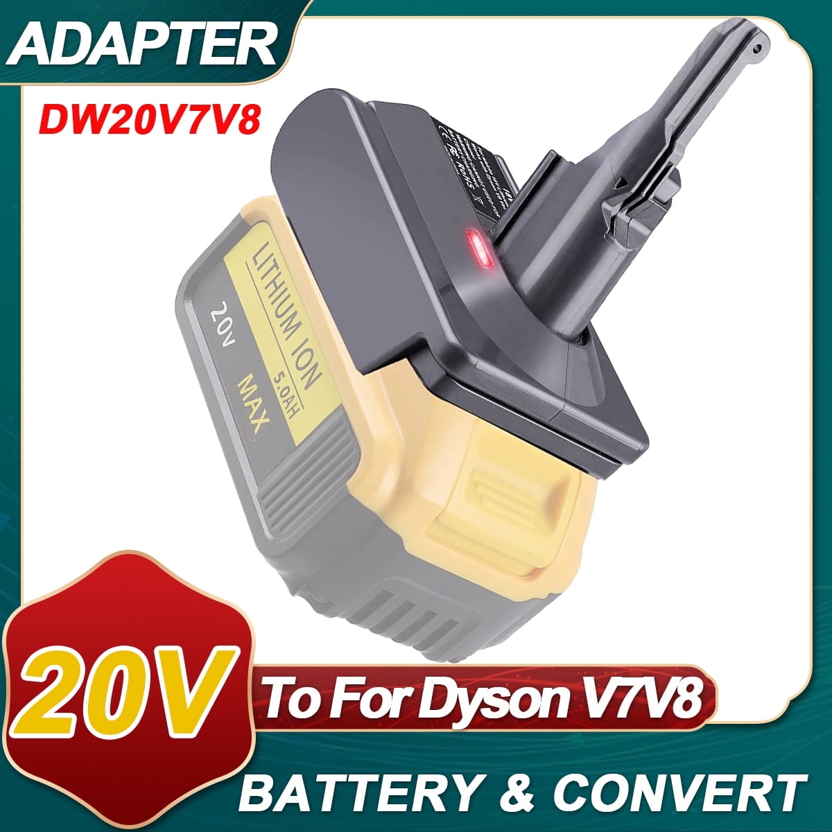 for Dyson V7 V8 2 in 1 Battery Adapter for Dewalt 20v Battery & for ...
