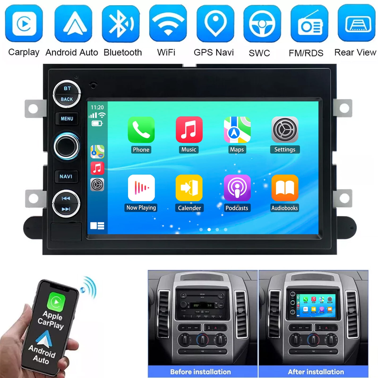 for Ford F150/F250/F350 2004-2014 with Wireless Carplay Android Auto 7 ...