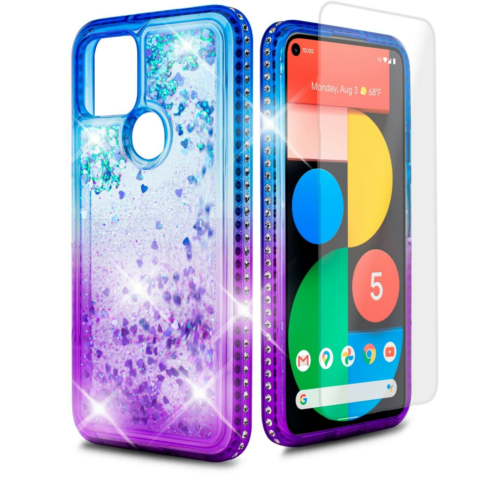 for Google Pixel 5 5G Liquid Quicksand Phone Case Glitter Shock proof ...