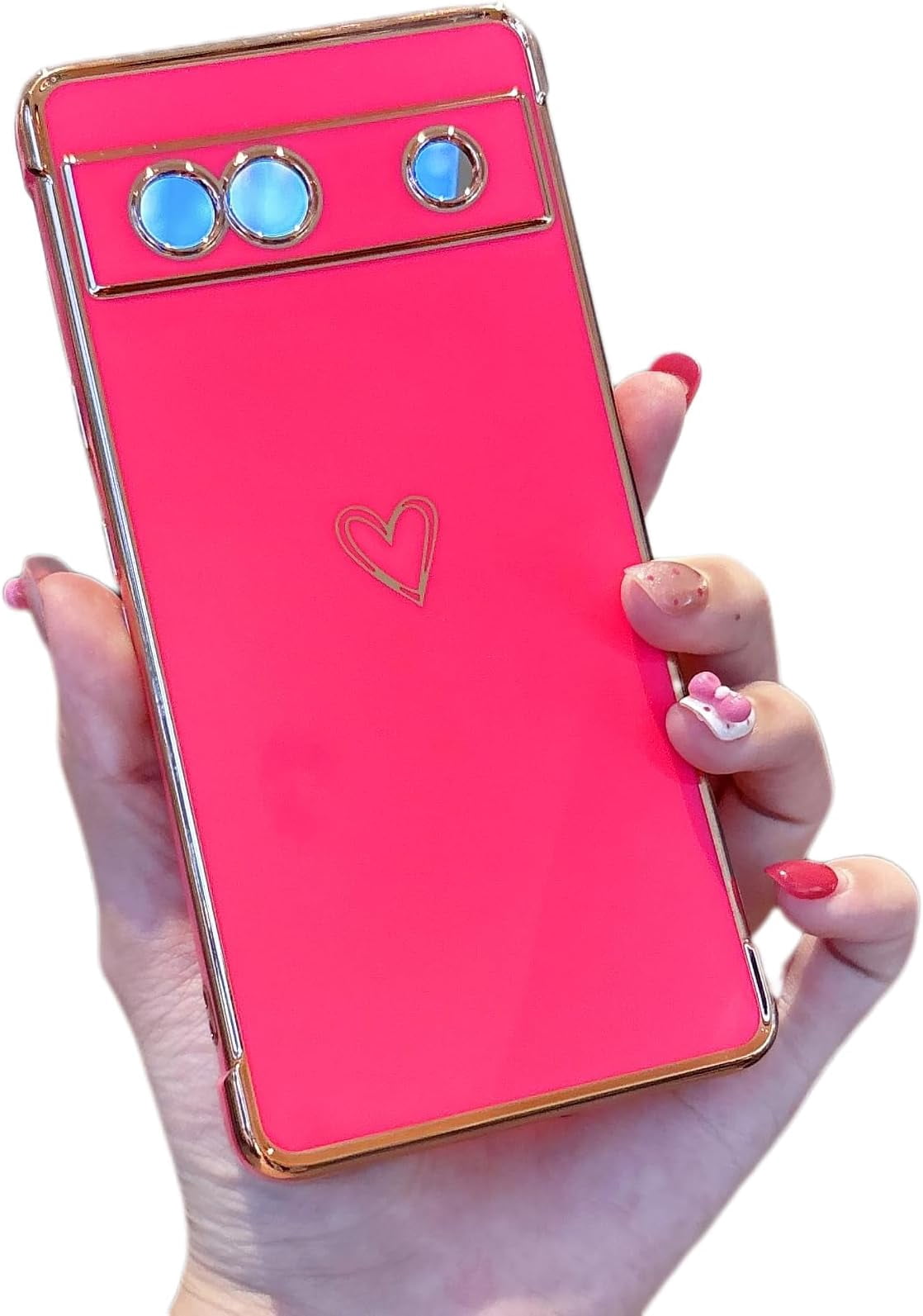 for Google Pixel 7A Case, Cute Plating Edge Love Hearts Pattern with ...