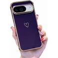 for Google Pixel 9/9 Pro Case, Cute Plating Edge Love Hearts Pattern ...