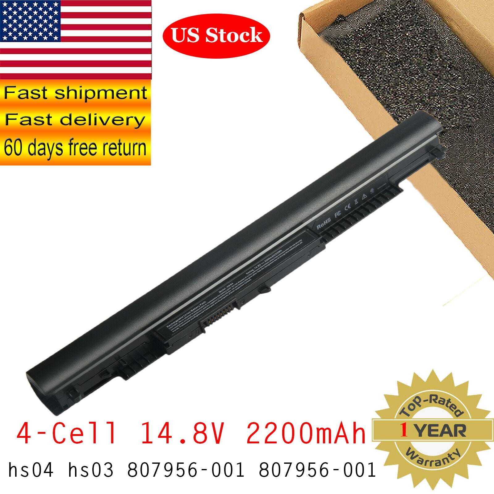 for HP 15 BATTERY 807956-001 HS03 14.8V 15-AC 15-AC121DX 15-AF 15-A ...