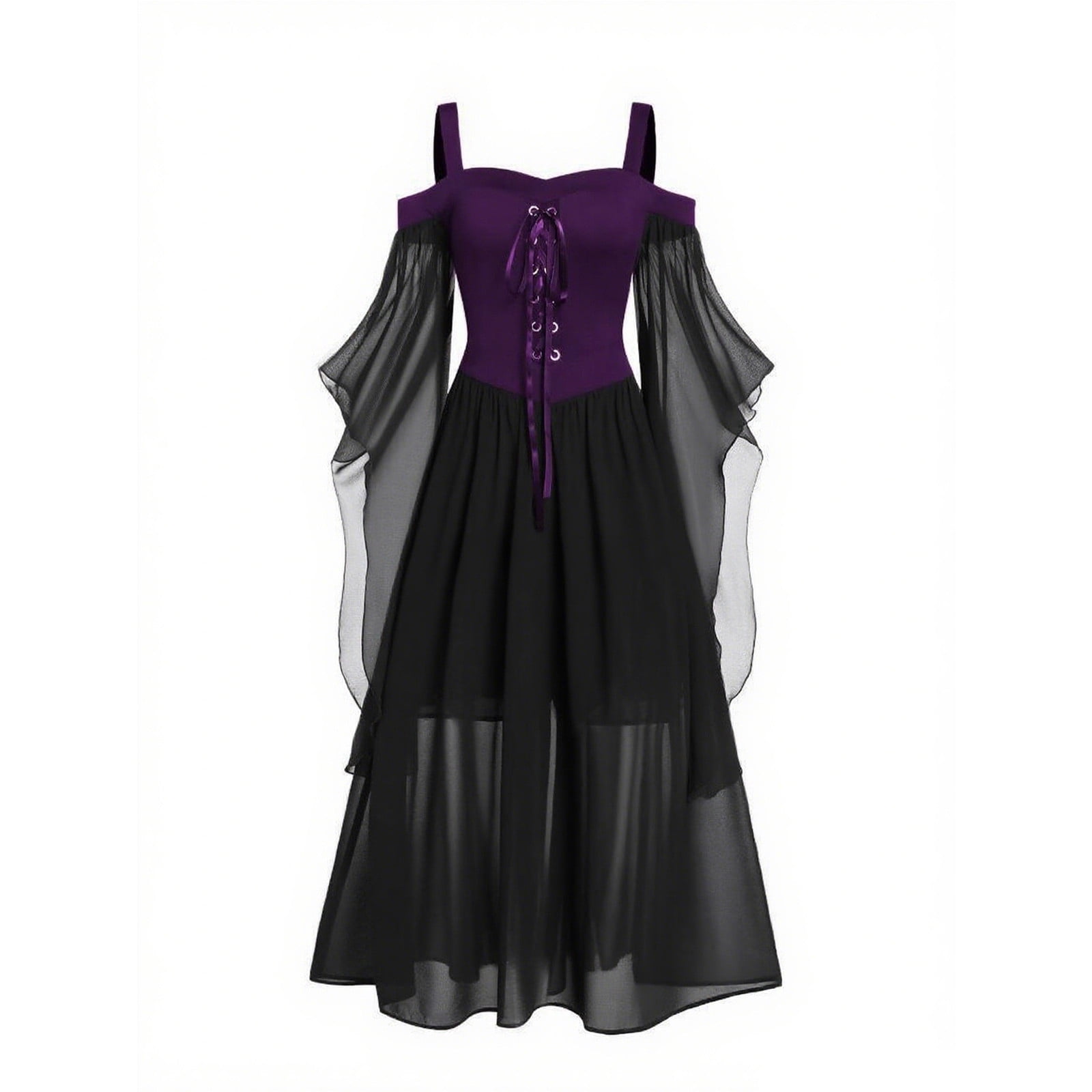 for Halloween Enchanting Witch Maxi Dress with Straps and Flowing Skirt ...