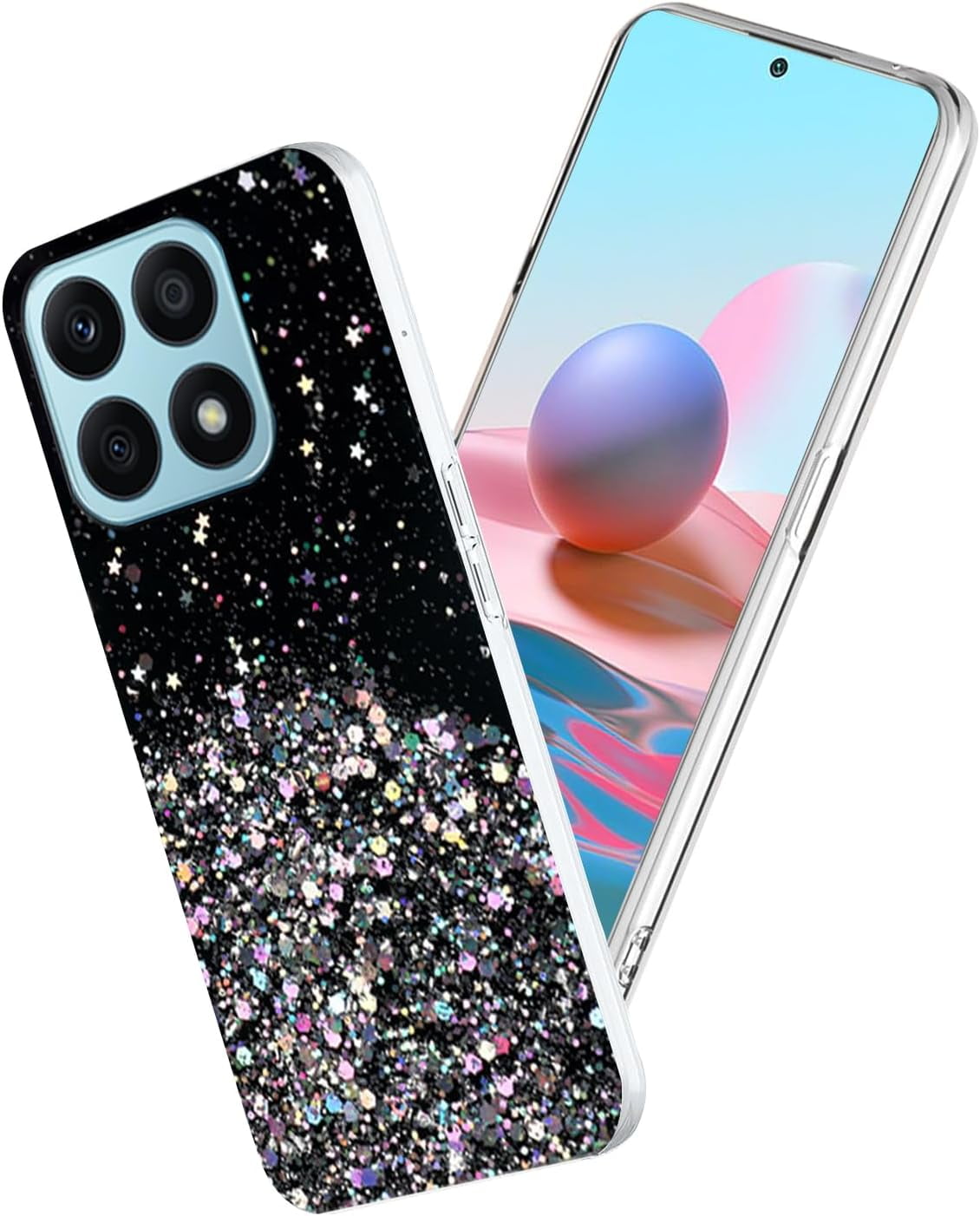 for Honor X8A Case Clear Glitter Sparkle Pink Honor X8A Phone Case ...