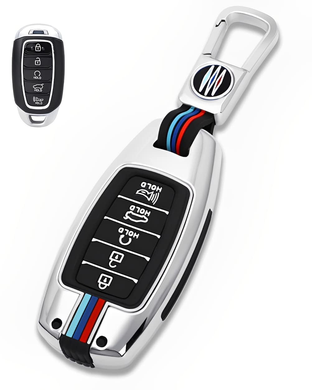 for Hyundai Key Fob Cover Case Metal Shell Smart Key Holder Protector ...