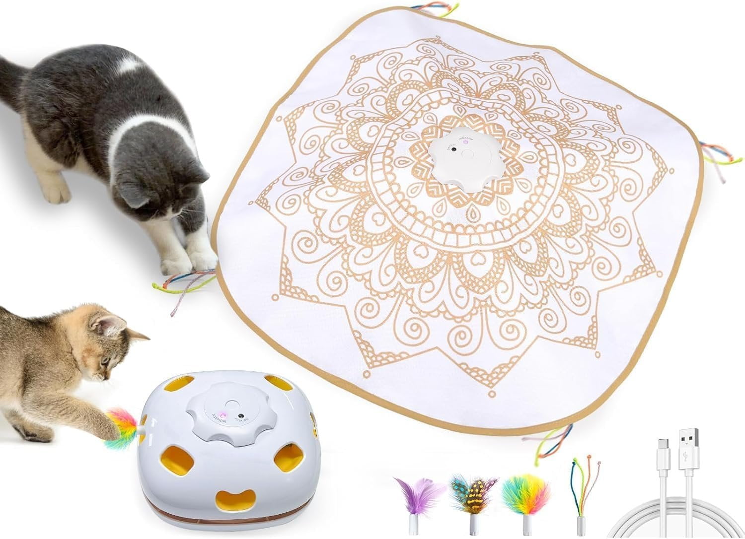 for Indoor Cats, 4 in 1 Interactive , Automatic Kitten , Enrichment for ...