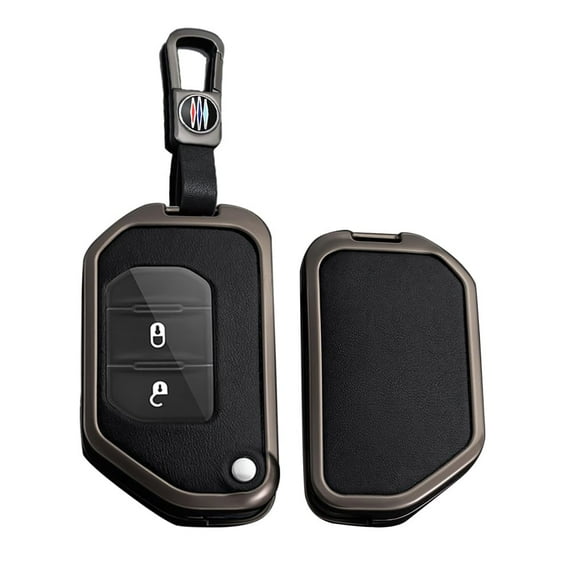 for Jeep Flip Key Fob Cover Case Metal Frame Key Skin Fit for Wrangler ...