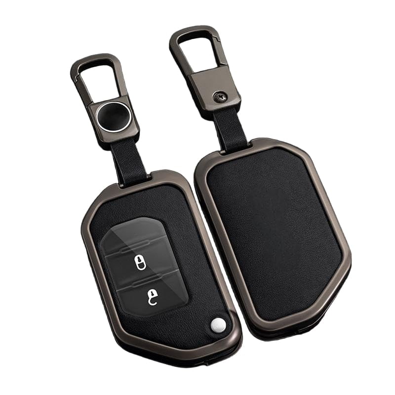 for Jeep Key Fob Cover, Leather+Zinc Alloy Key Fob Case for 2018-2025 ...