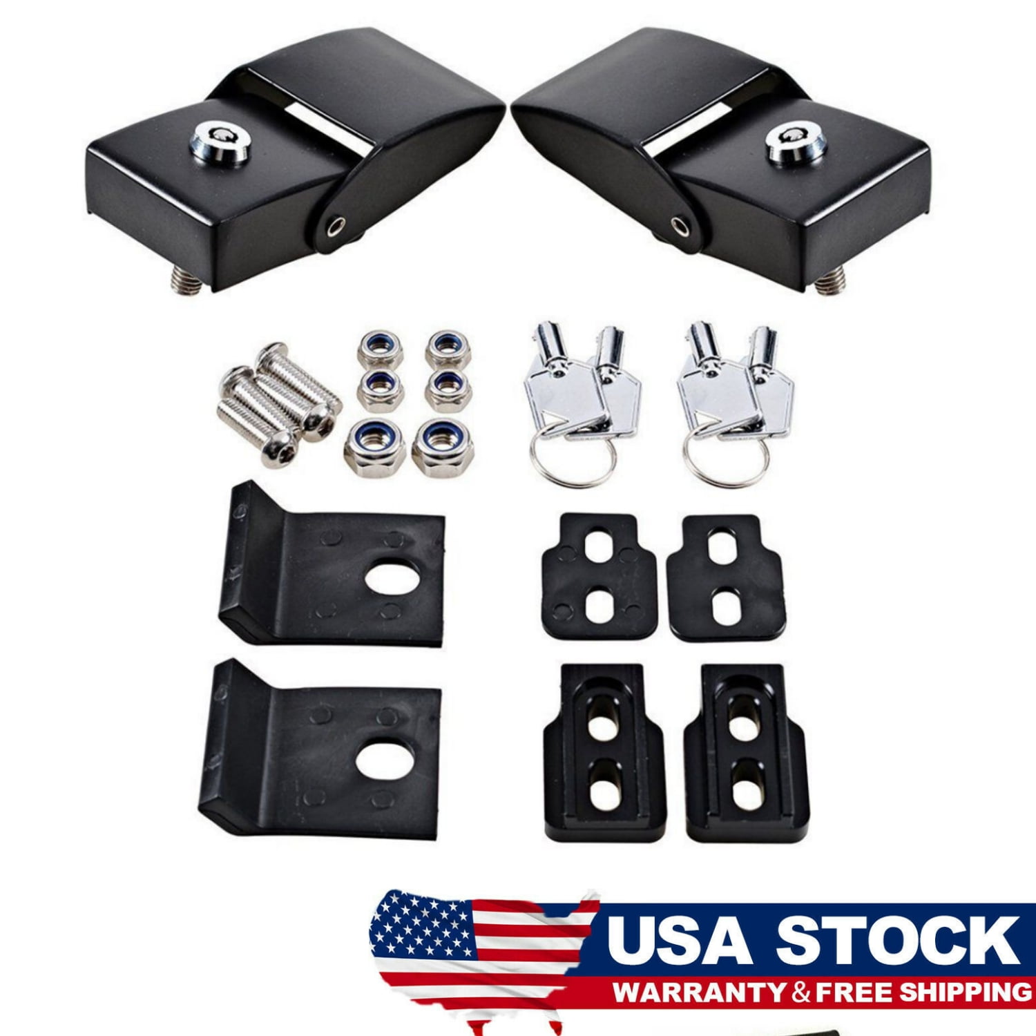 for Jeep Wrangler JK JKU 2007-18 One Pair Locking Hood Catch Hood Lock ...
