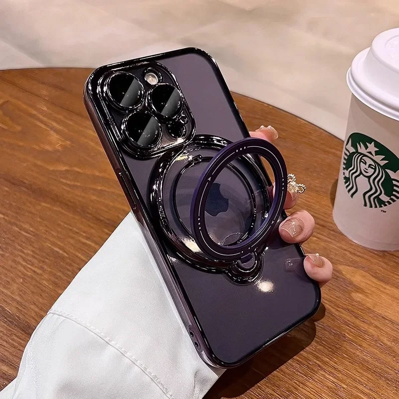 for Magsafe Transparent Stand Case for iPhone 15Pro 15 14 13 12 16 Pro Max 11 7 8 Plus SE 2 X Xr ...