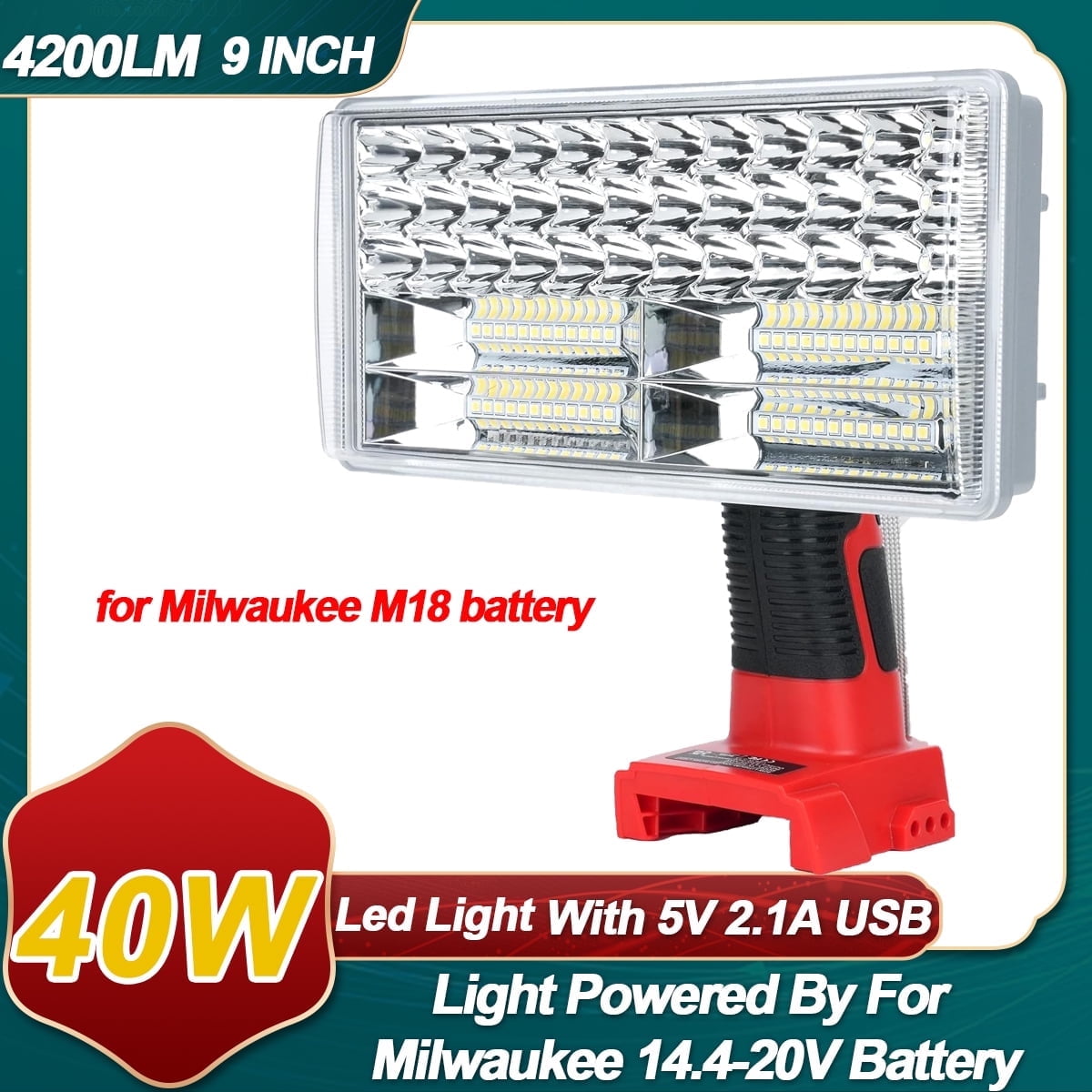 for Milwaukee 18V Li-Ion Battery-Powered Jobsite Light - 40W 4200LM ...