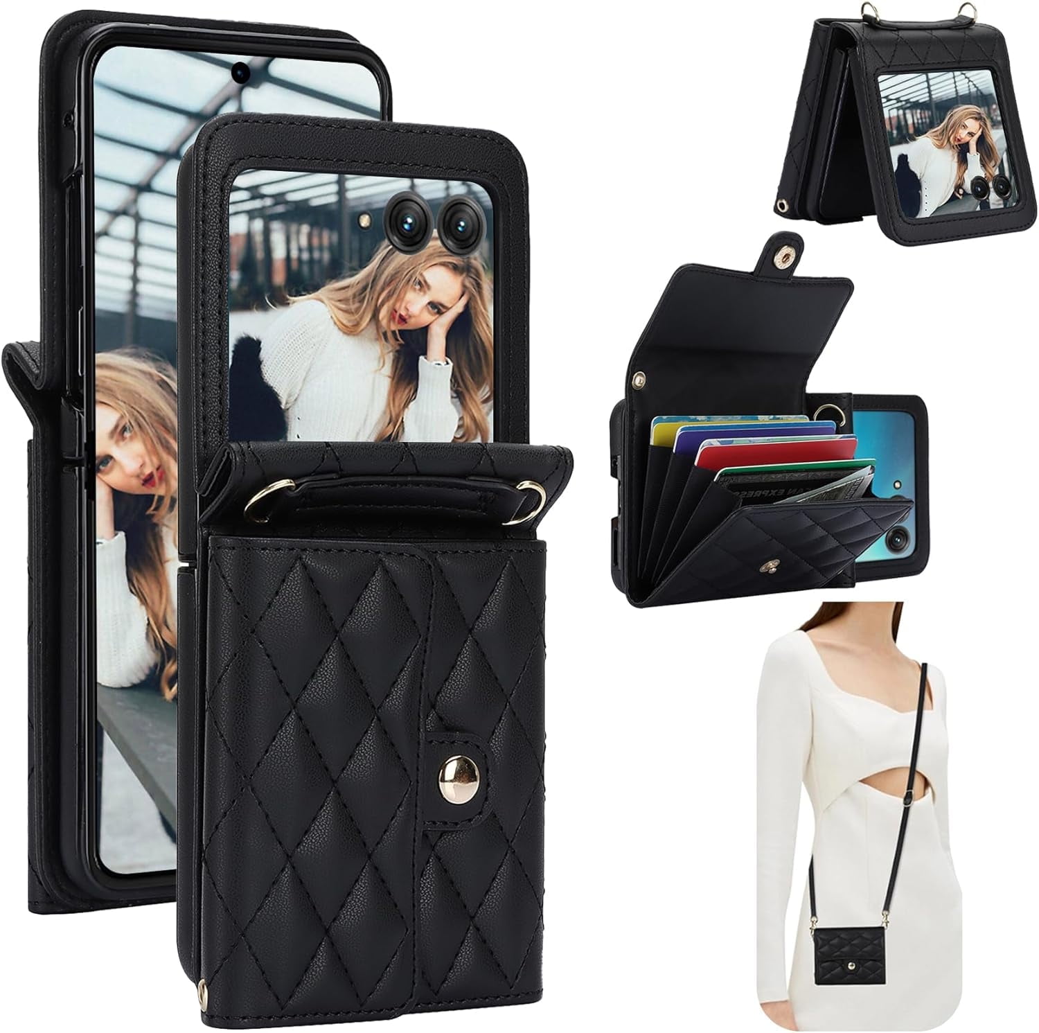 for Motorola Razr 2024 Wallet Case for Women, PU Leather Purse with ...