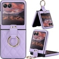 for Motorola Razr 50 Ultra Case with Ring Holder, PU Leather [Hinge ...