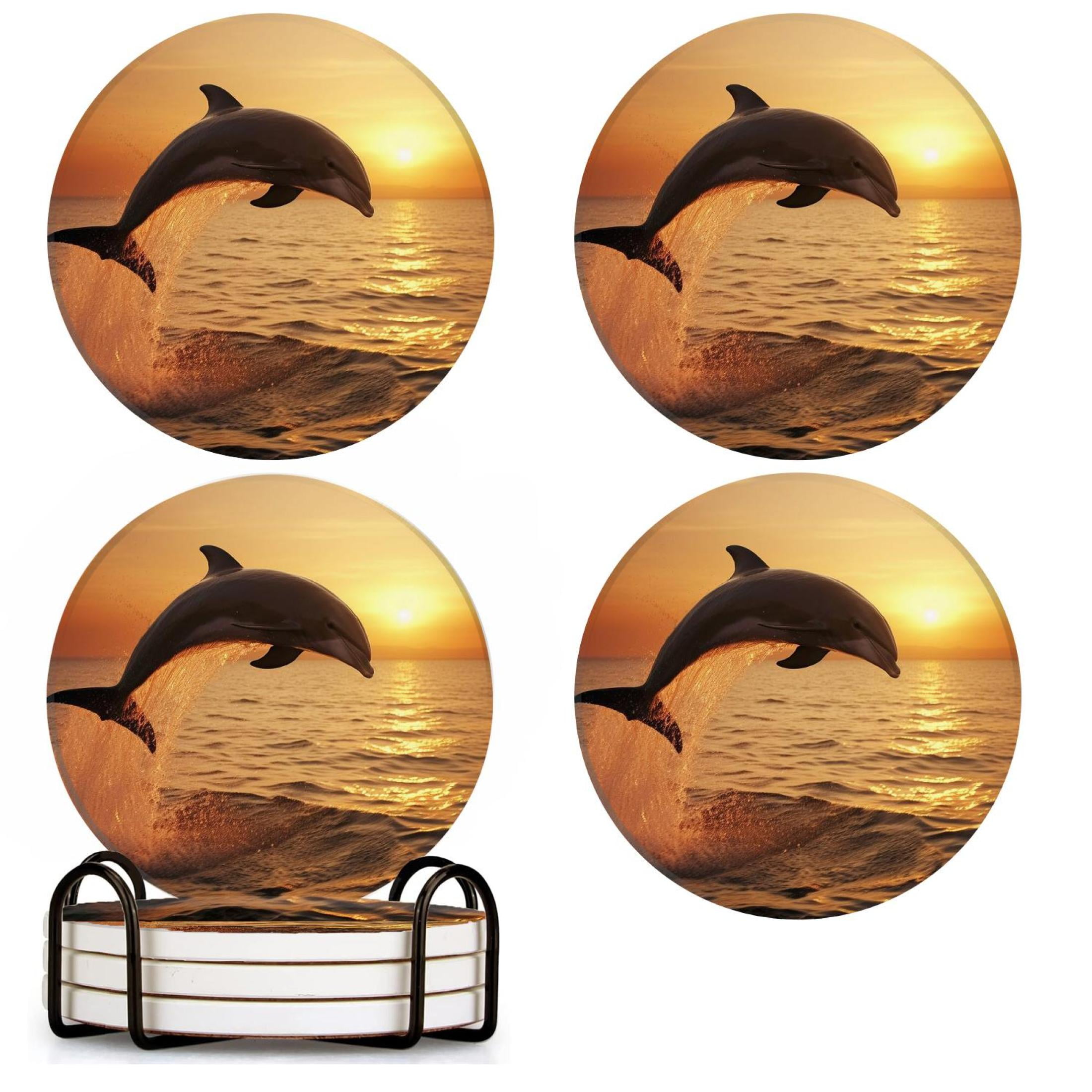 for Ocean for Sea Drink Coasters with Holder,Non-Slip Coasters Set of 4 ...