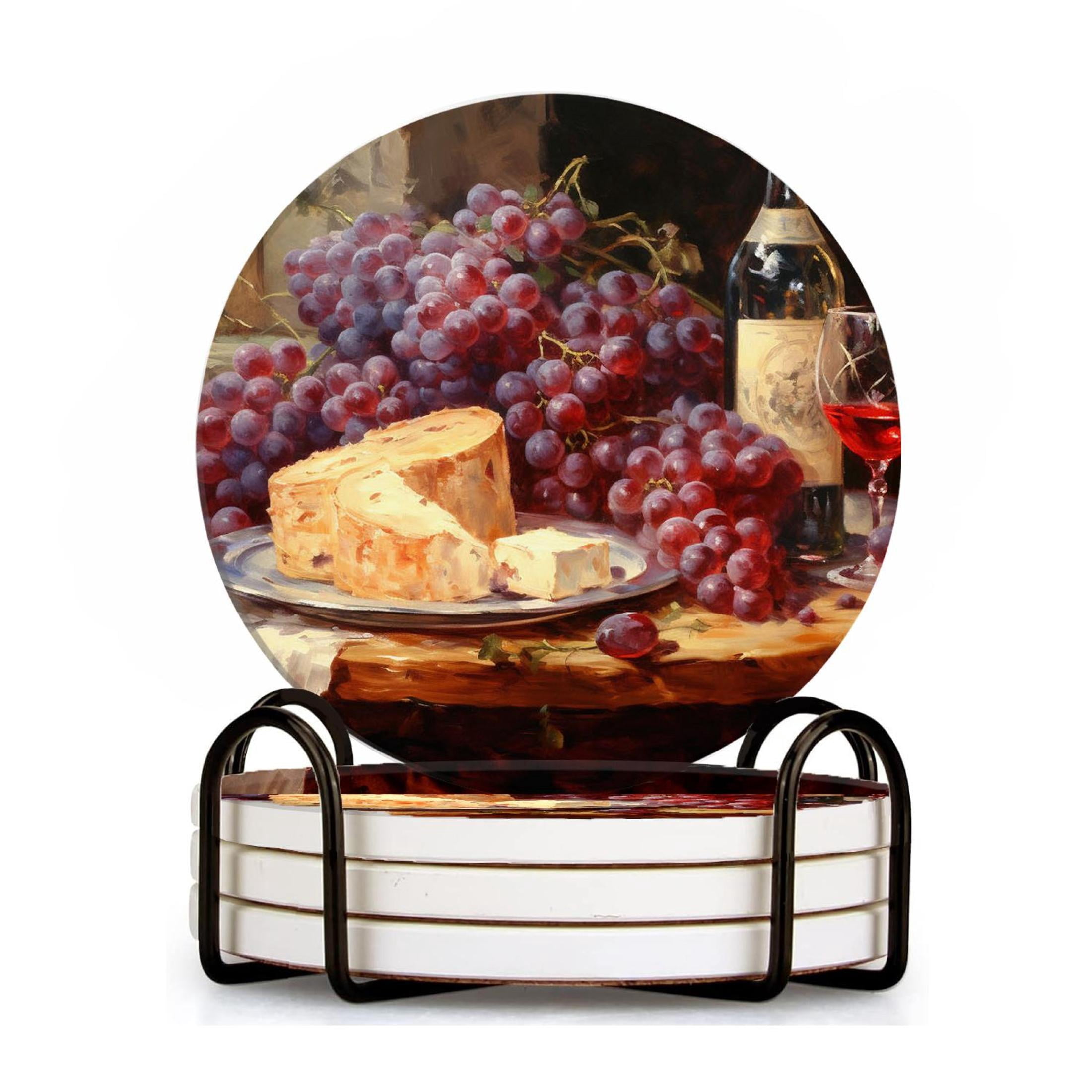 for Red for Wine for Grape Drink Coasters with Holder,Non-Slip Coasters ...
