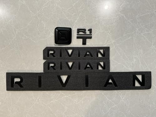 for Rivian Emblem Set Matte Black for R1T R1S Logo Square Badge (R1T ...
