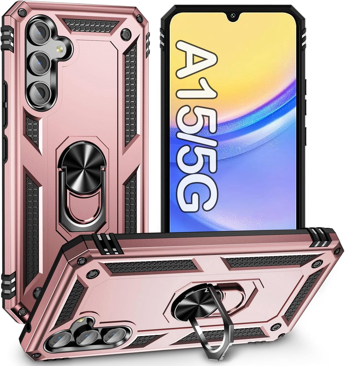 for Samsung Galaxy A15 Case for A15 5G Phone Case,with 360° Rotate Ring ...