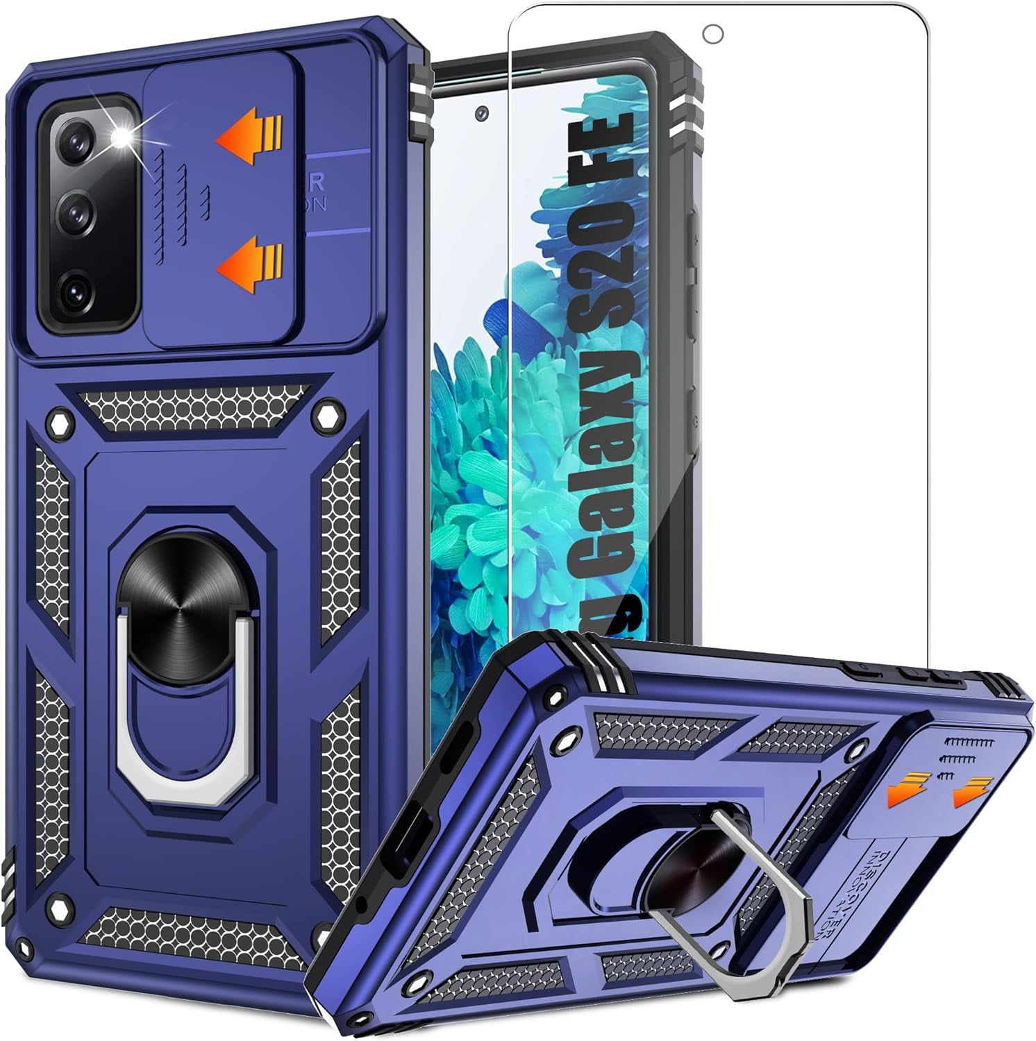 for Samsung Galaxy S20 FE Case with HD Screen Protector, Build in Ring ...