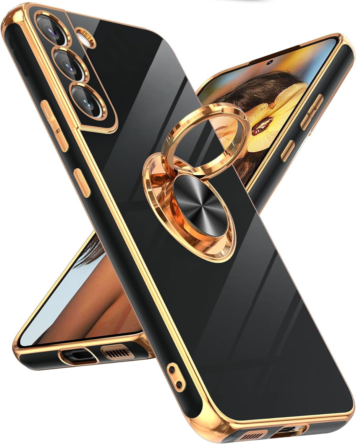 for Samsung Galaxy S22 Plus Case 360° Rotatable Ring Holder Magnetic ...