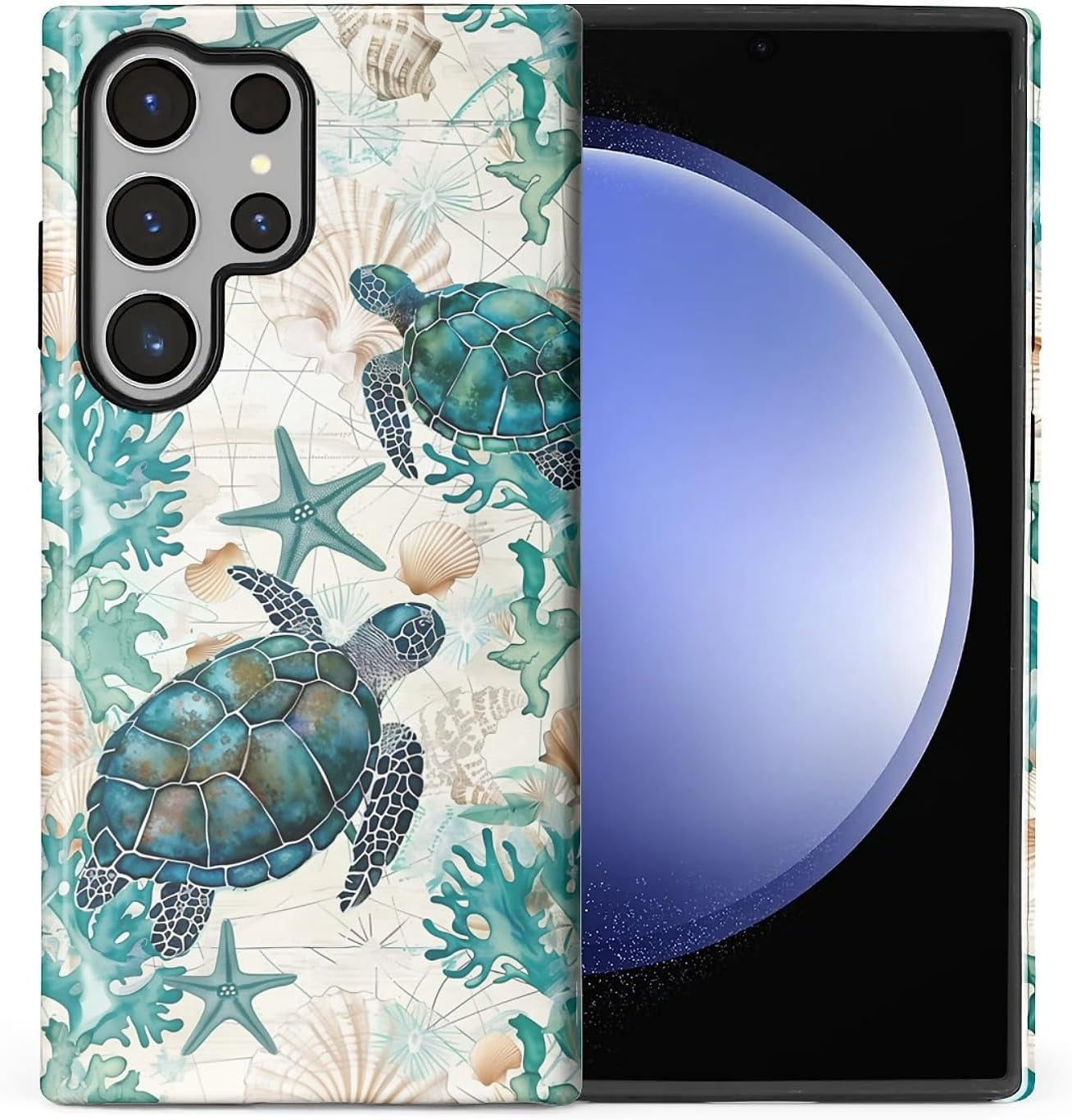 for Samsung Galaxy S24 Ultra Case, HL2 Ocean Sea Turtle Nautical Map ...
