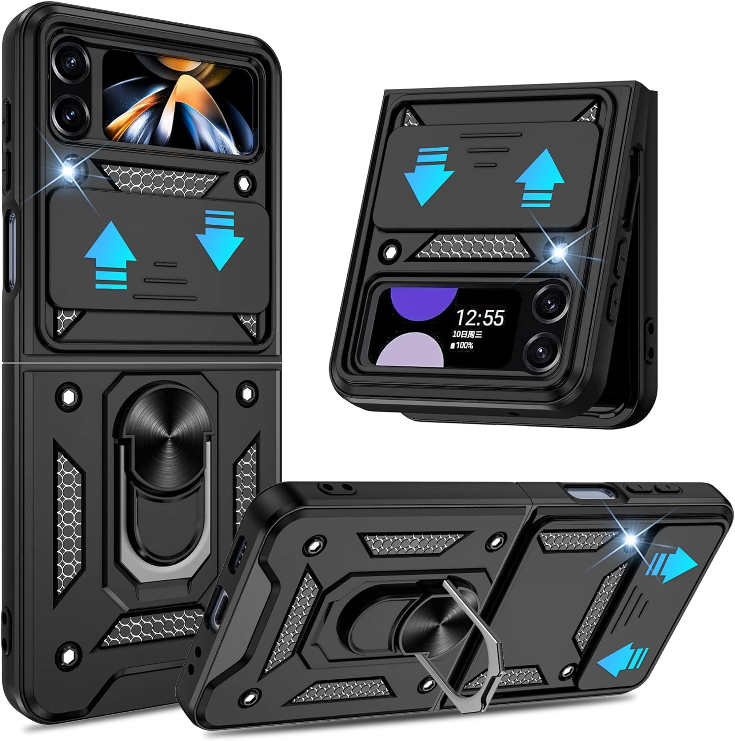 for Samsung Galaxy Z Flip 4 Case , 360°Rotation Ring Kickstand ...