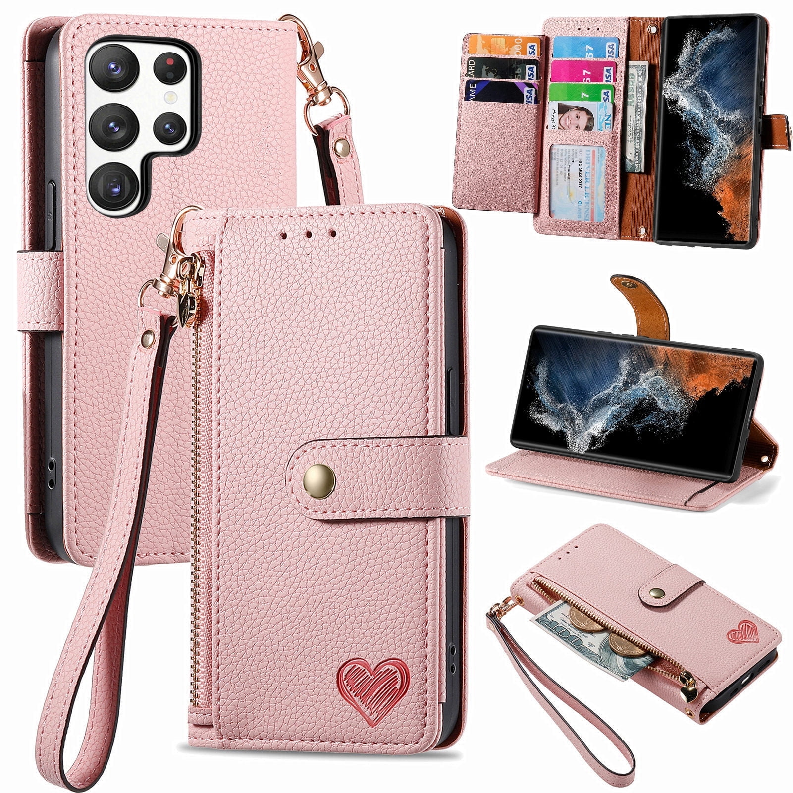 for Samsung S25 Ultra S25Plus S25 S24 Wallet case, RFID shielded heart ...