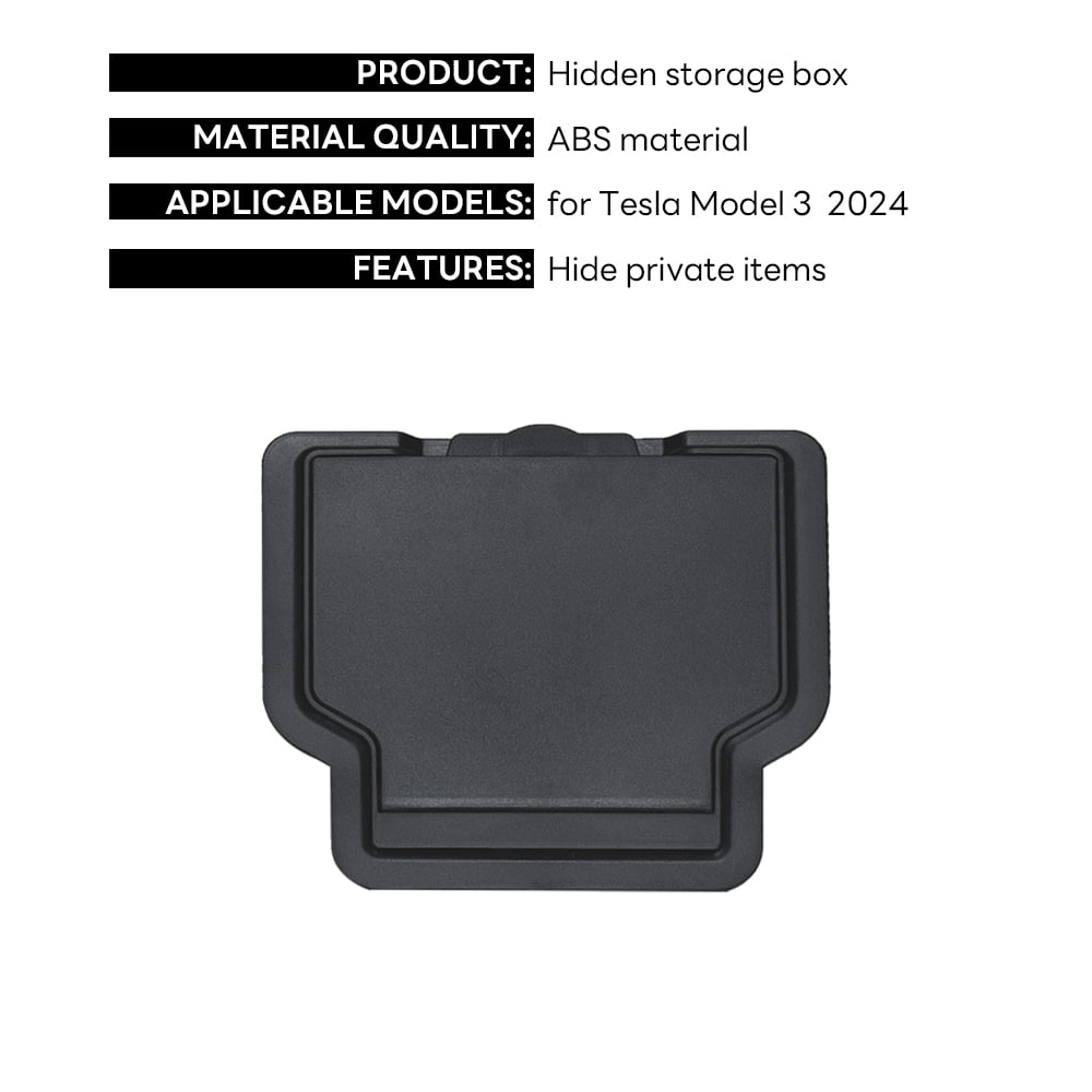 for Tesla Model 3 Highland 2024 Armrest Hidden Magnetic Storage Box ABS ...