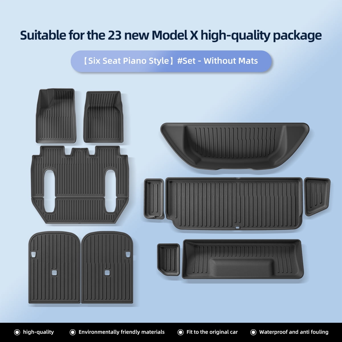 for Tesla Model X 2023 2024 TPE 3D Car Floor Mats Cargo Liner Trunk Pad ...