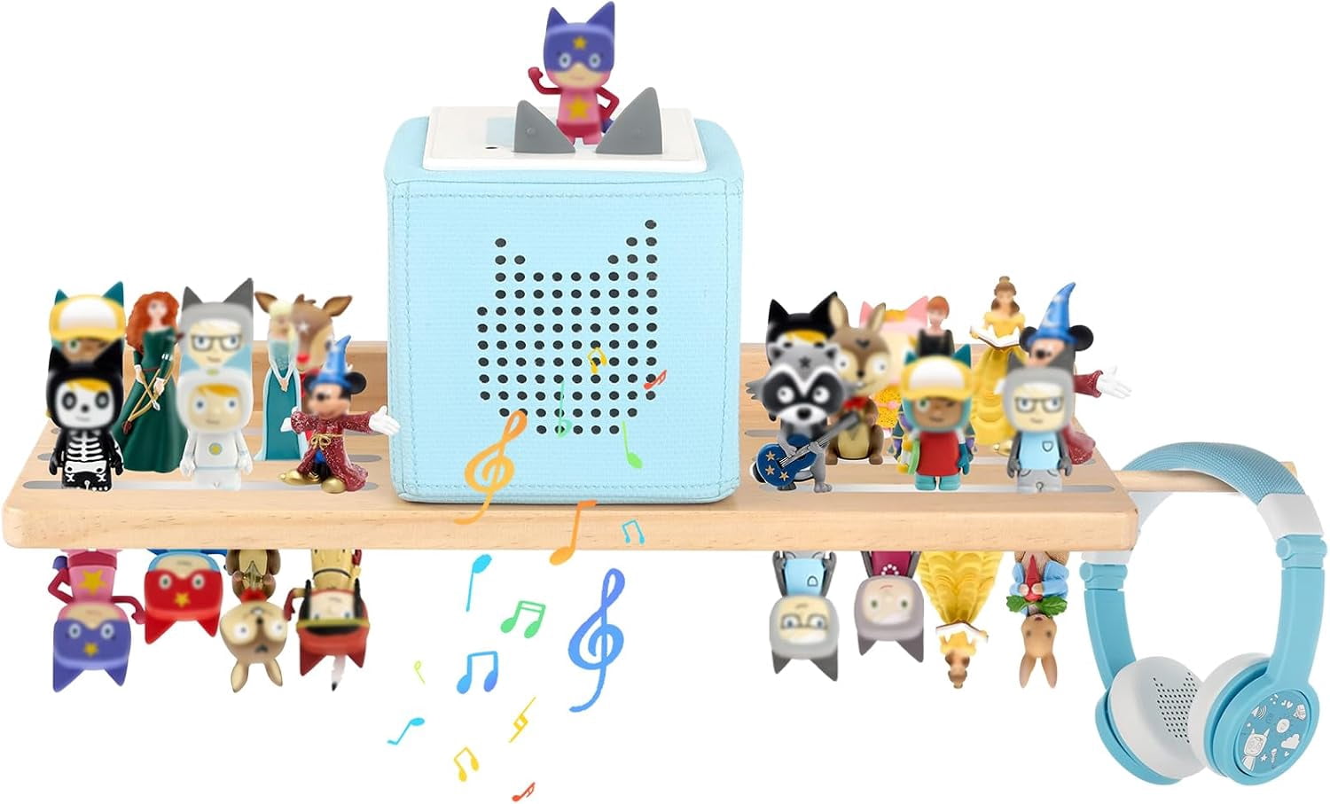 for Tonies Box Storage Shelf Wall Mounted, Pine Floating Shelves for ...