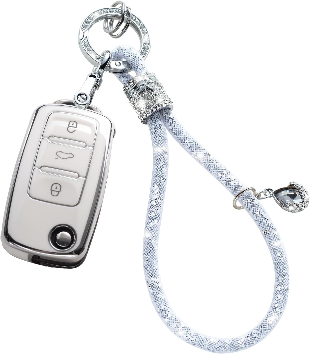 for Volkswagen Key Fob Cover with Crystal Car Keychain, Key Case ...