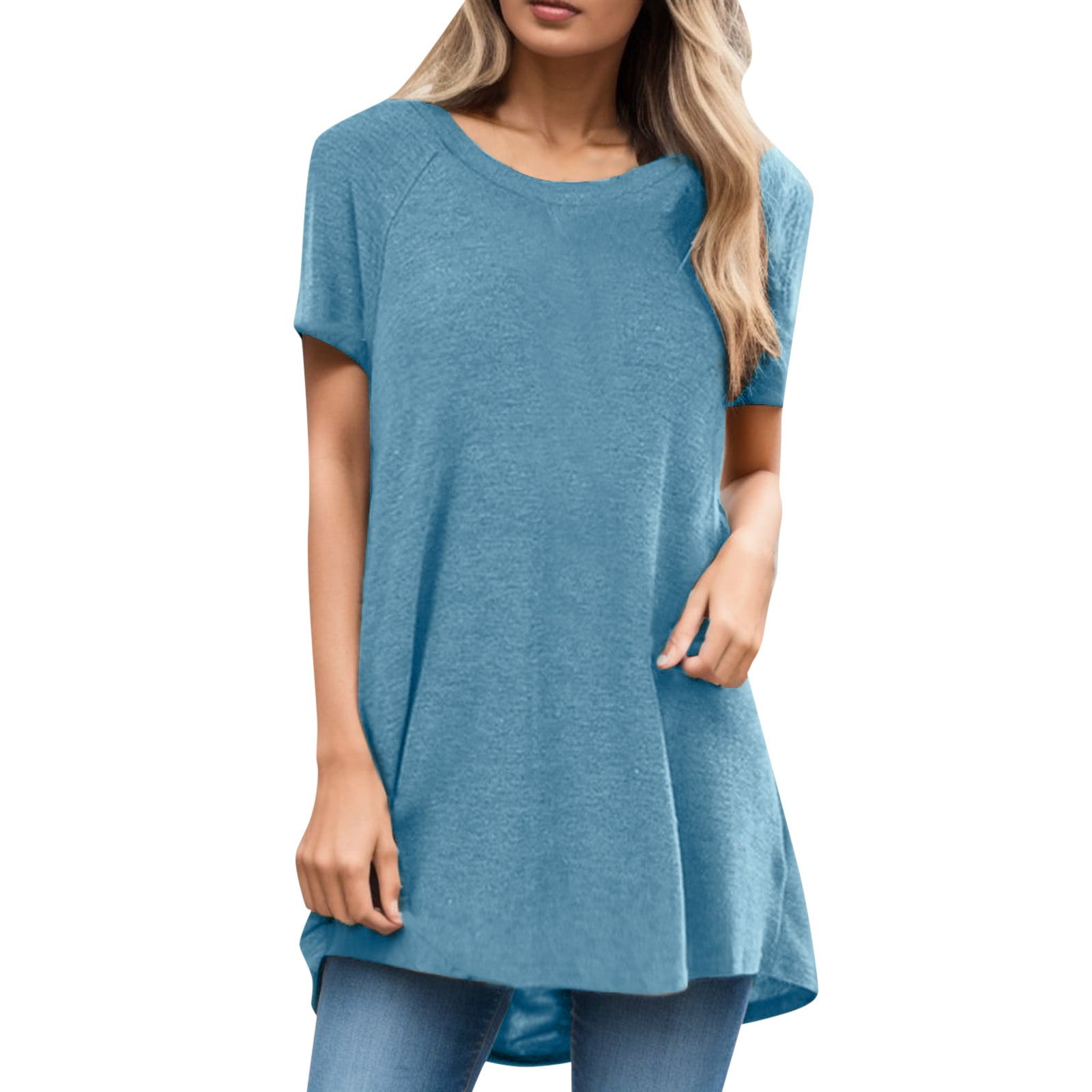 for Women Trendy Daily Garment O Neck Pullover Blue - XL - Walmart.com