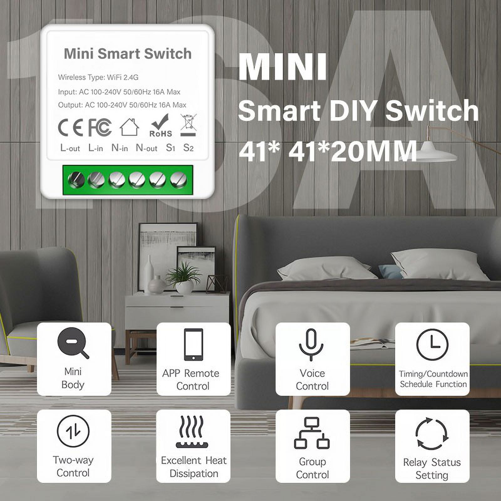 for for Tuya Smart Switch Wifi Smart Mini Pass-Through Concealed Box ...