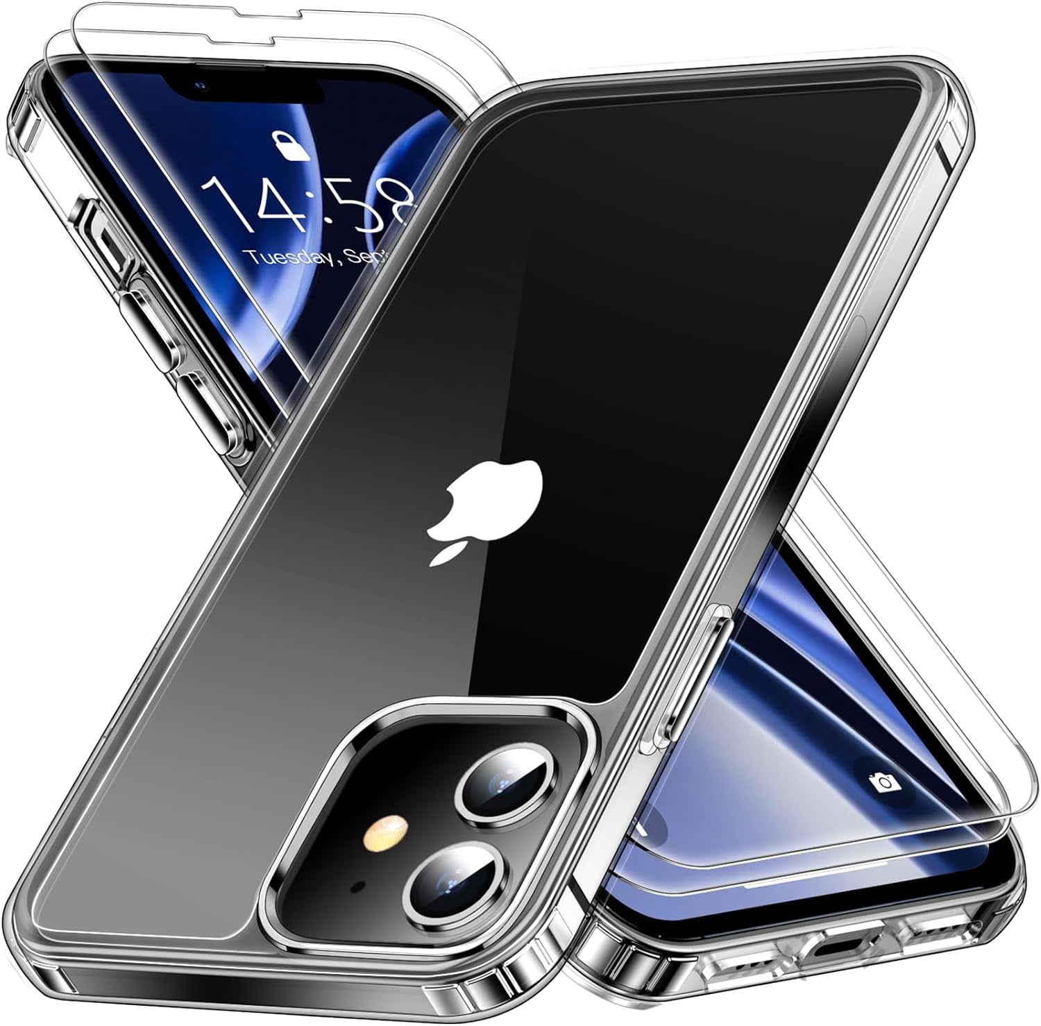for iPhone 12/12 Pro Case [Tempered Screen Protector][Non-Yellowing ...