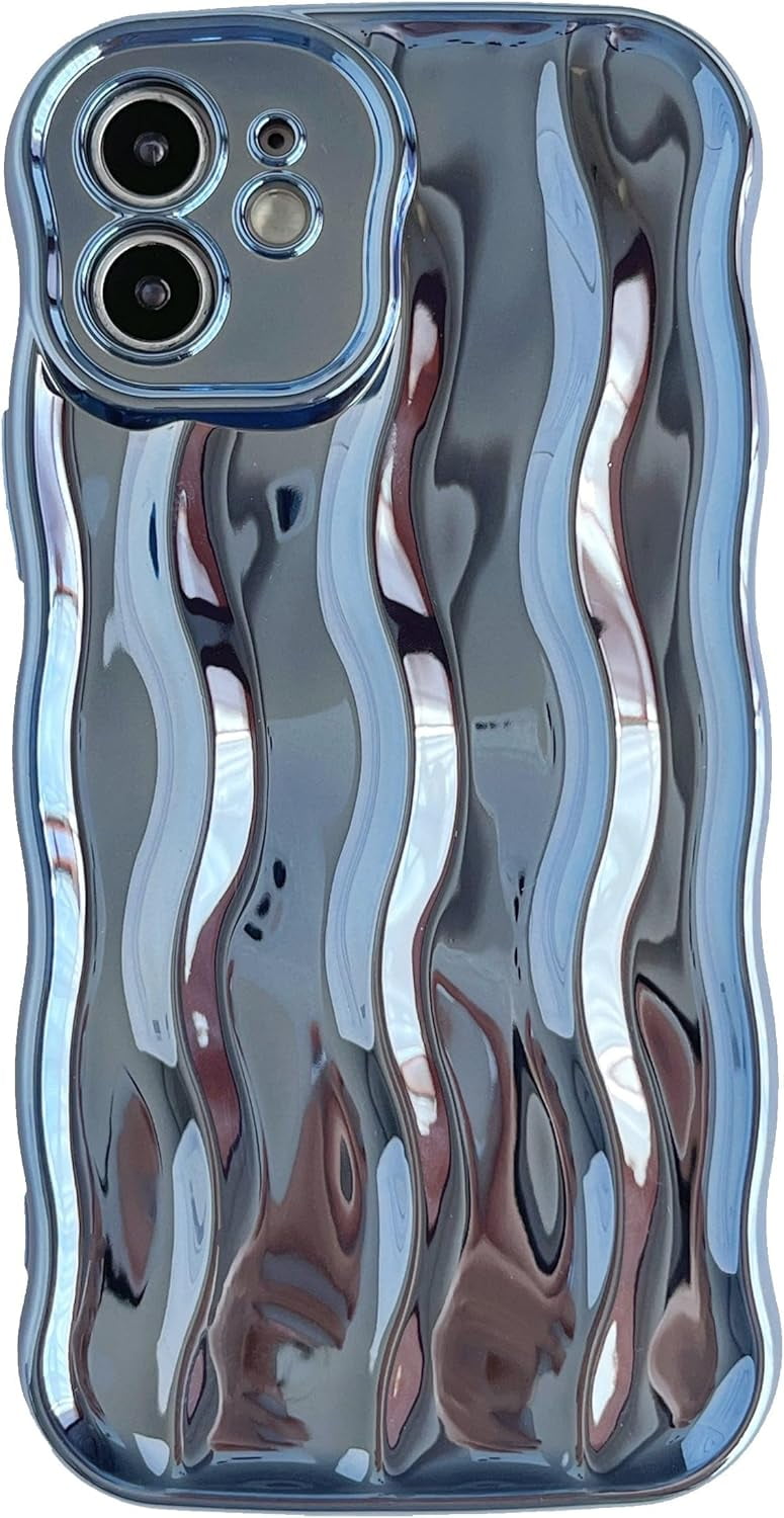 for iPhone 12 Case,Water Ripple Pattern Curly Wave Frame Soft Compatible with iPhone Case (Light ...