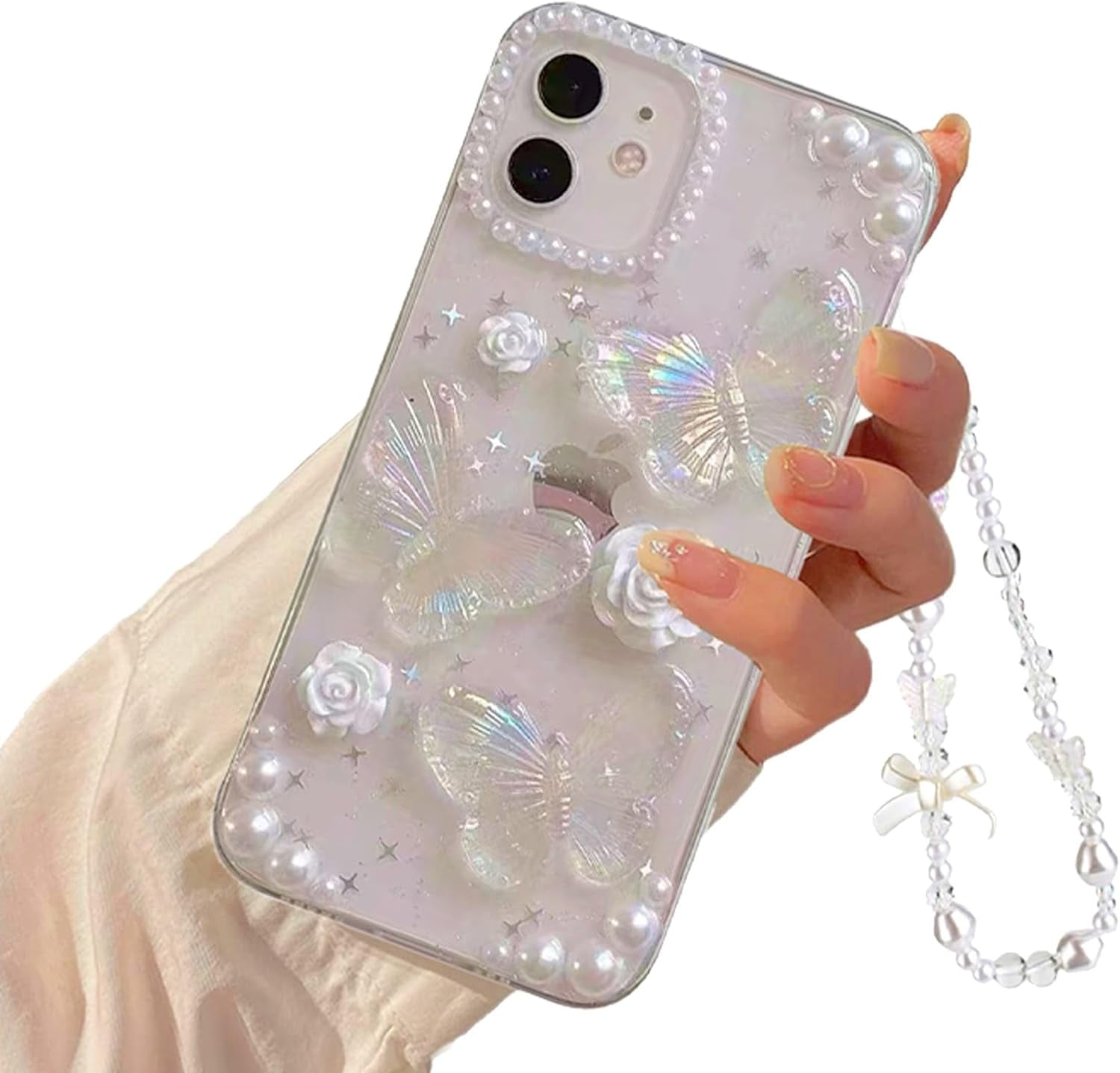 for iPhone 12 pro 3D Butterfly with Rose Female Girl Sparkling Pretty ...