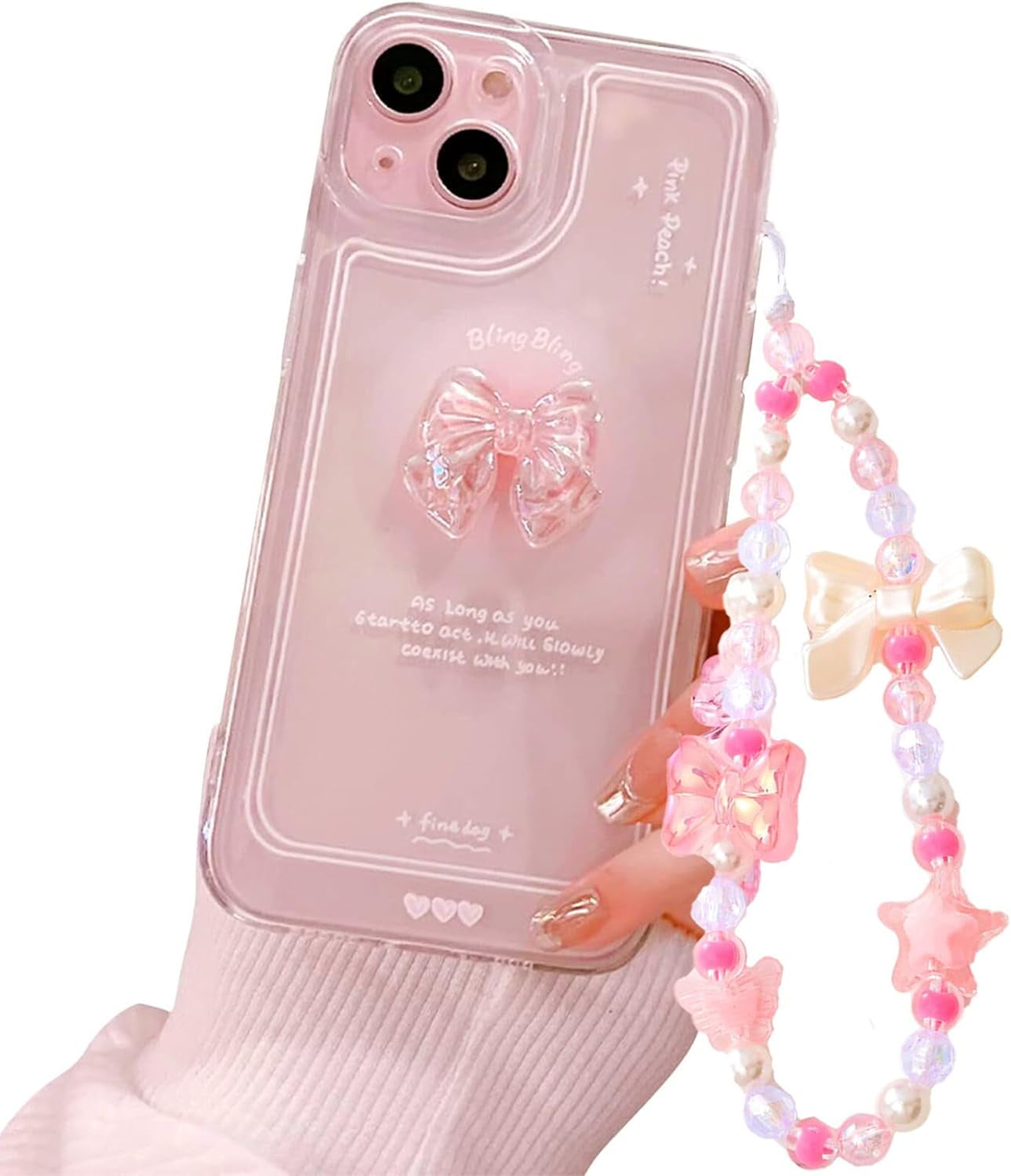 for iPhone 12 pro 3D Pink Bow Female Girly Sparkling Pretty Crystal ...