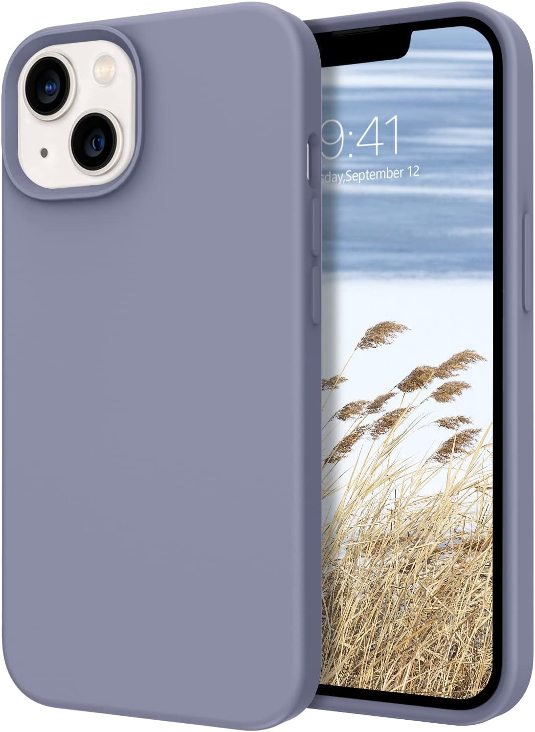 for iPhone 13 Case Liquid Silicone Slim Soft Gel Rubber Microfiber ...