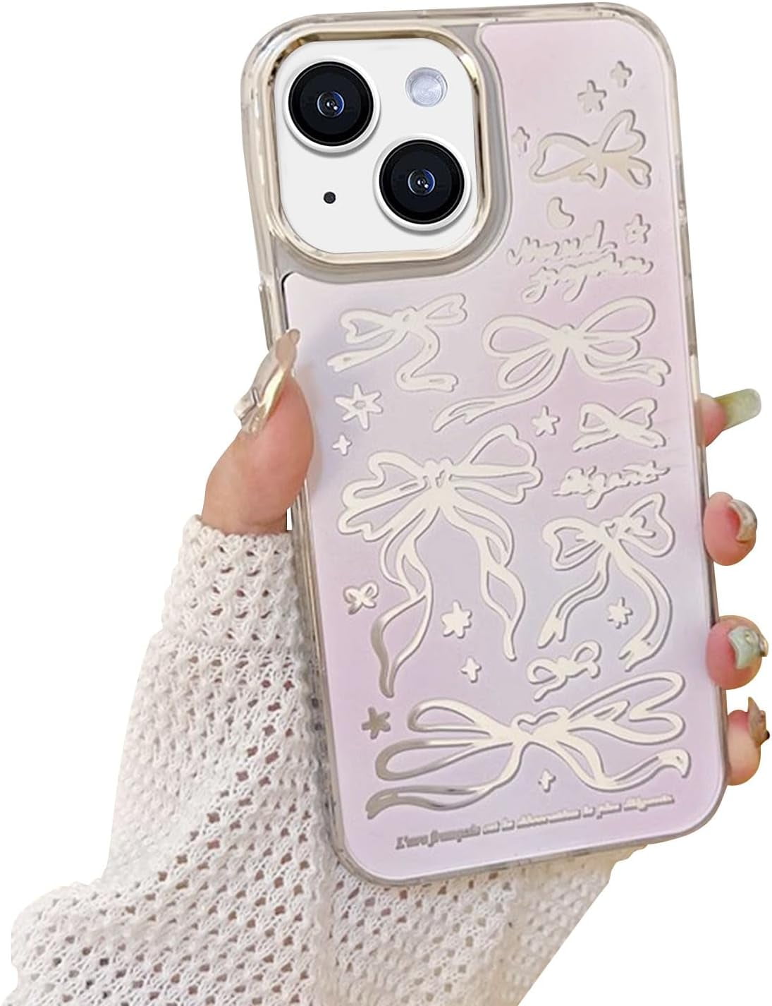 for iPhone 14 Case Pink Bow Cute Coquette Ribbon Design for Women Girls ...