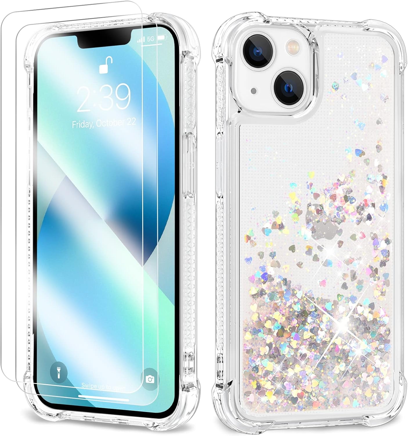 for iPhone 15 Case Glitter, Shockproof Clear TPU iPhone 15 Phone Case ...