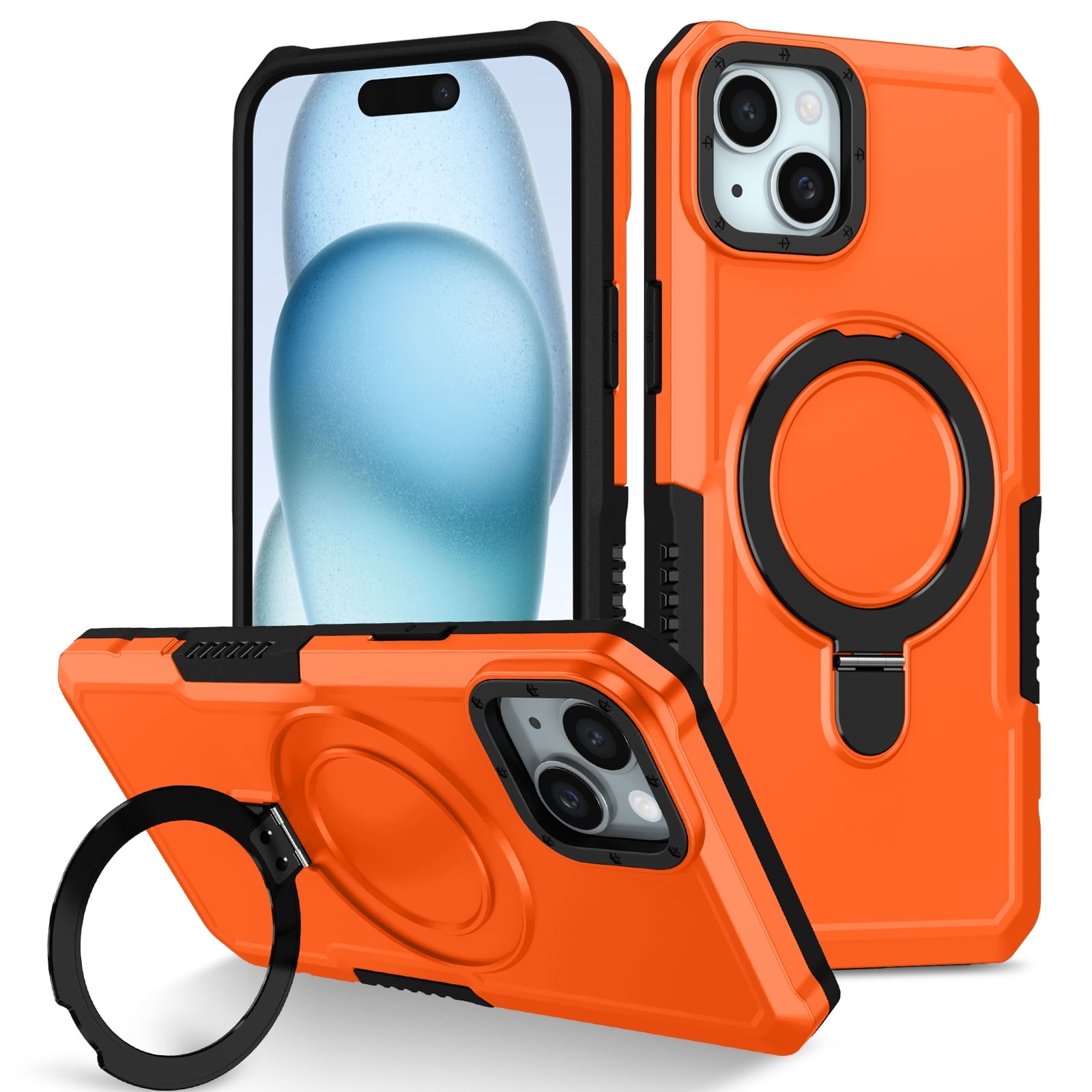for iPhone 15 Case, Lens Protective Frame Foldable Rotating Bracket 2 ...
