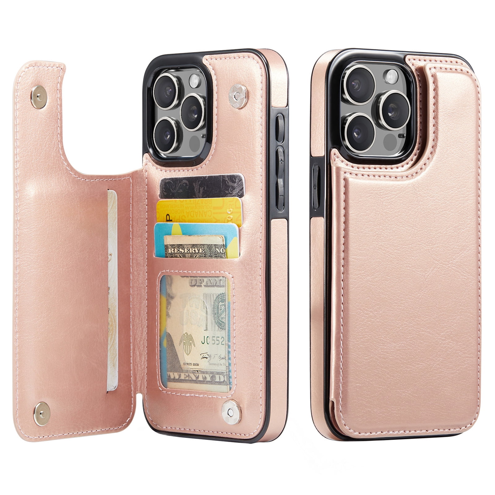 for iPhone 15 Pro Max Wallet Case with Card Holder, PU Faux Leather ...
