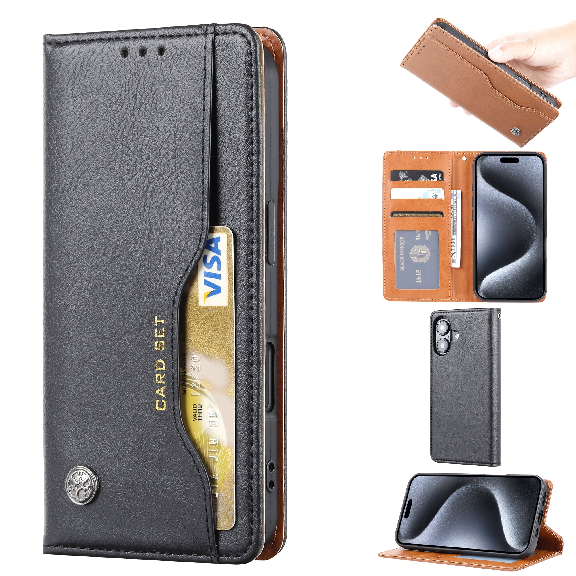 for iPhone 16 Case Wallet, Business Design with Card Slot Photo ...