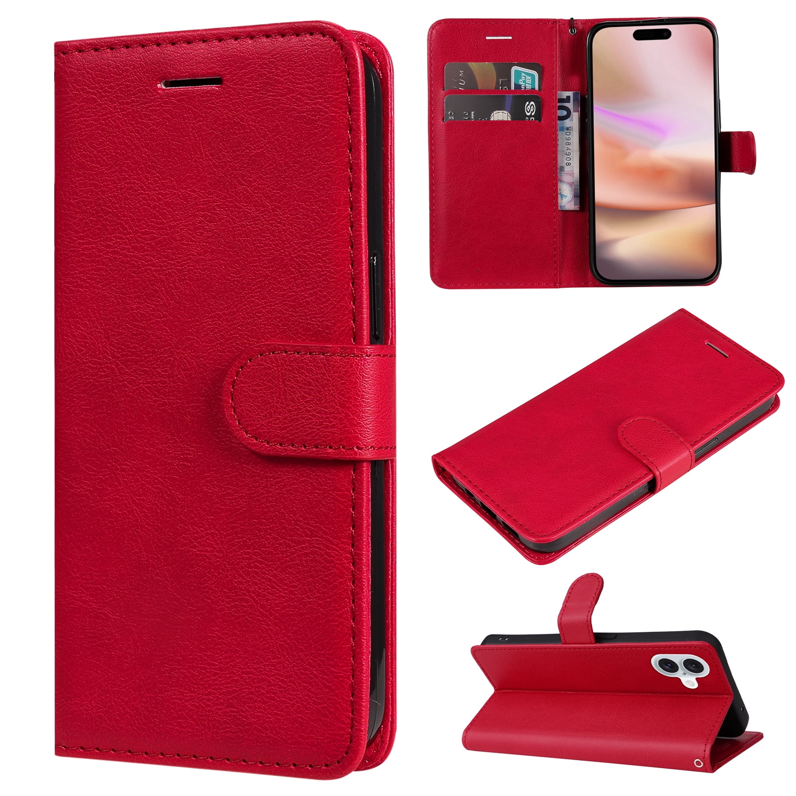 for iPhone 16 Wallet Case, with Credit Card Holder and Wrist Strap ...