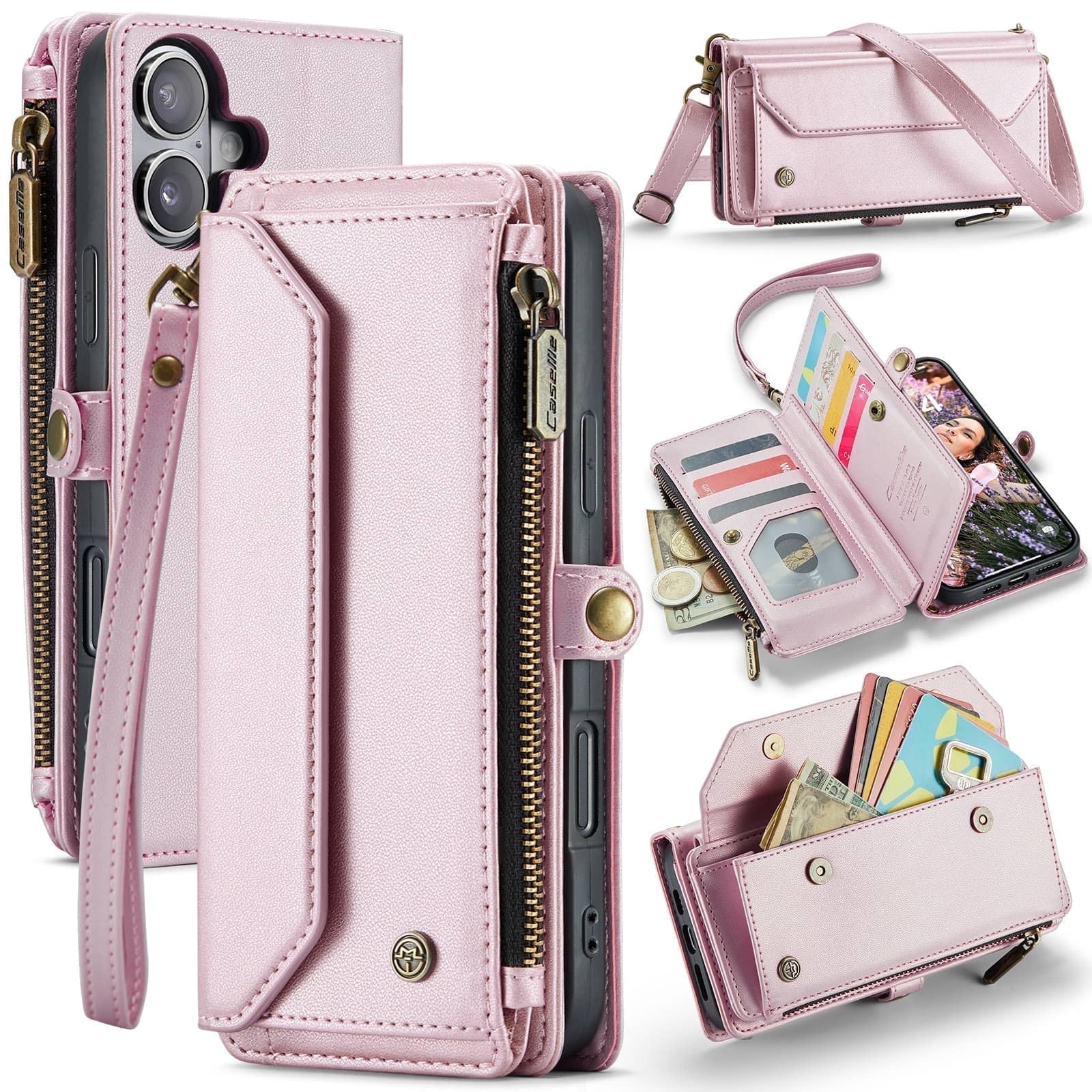 for iPhone 16e Case Wallet【RFID Blocking】with 10-Card Holder Zipper Bills Slot, Soft PU Leather ...