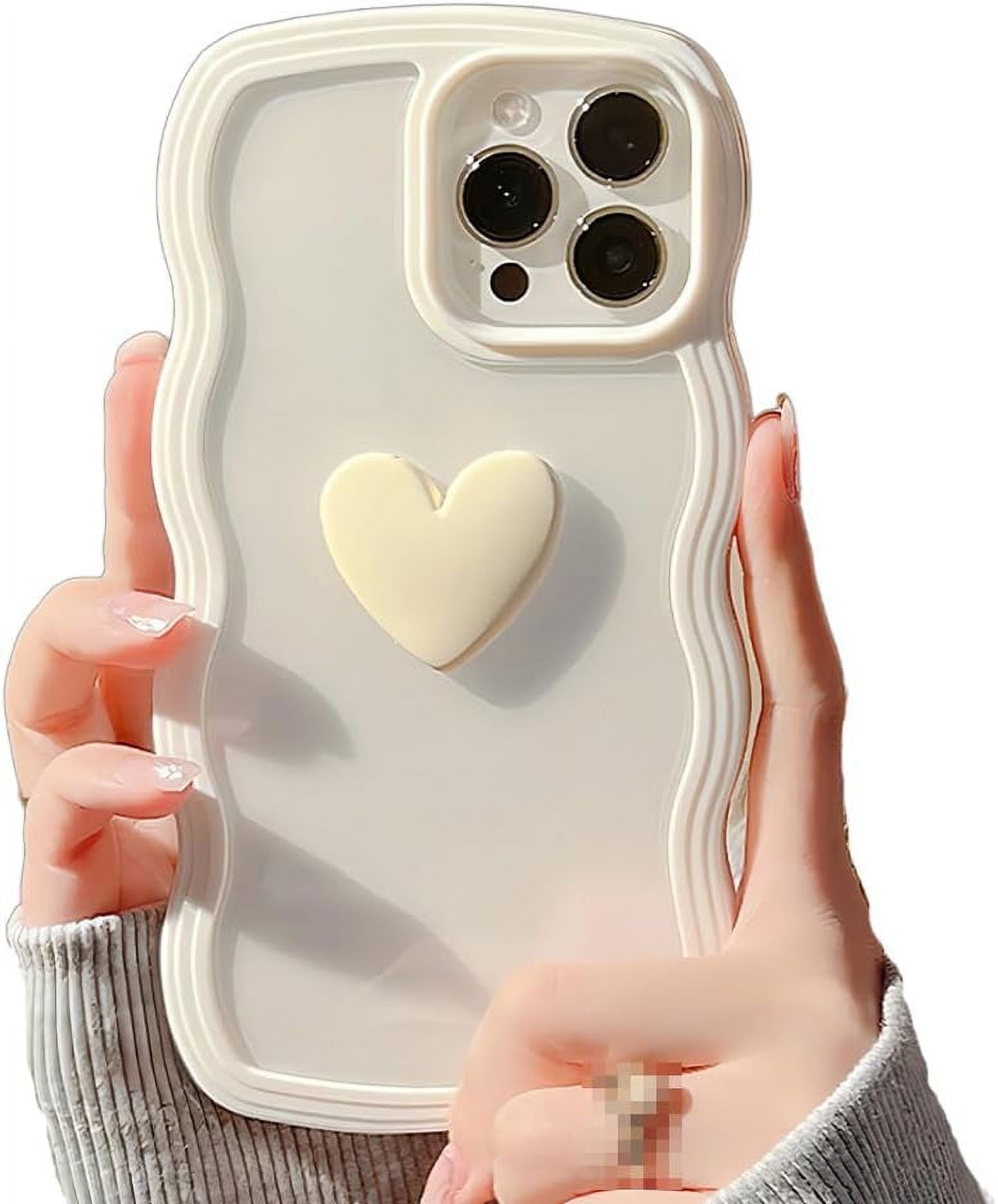 for iPhone Case,3D Love Heart Curly Wave Frame Camera Lens Protection Soft Shockproof Phone Case ...
