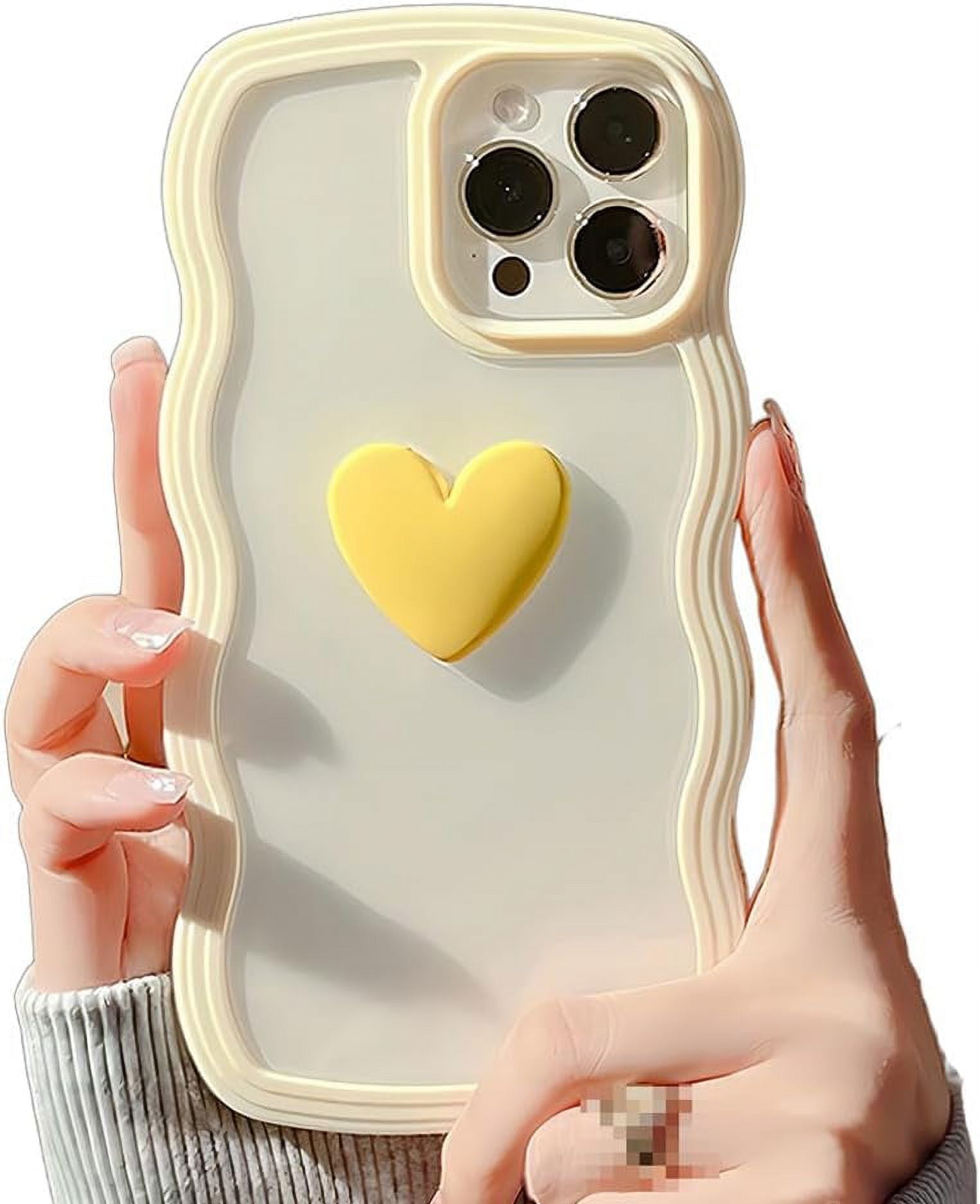 for iPhone Case,3D Love Heart Curly Wave Frame Camera Lens Protection Soft Shockproof Phone Case ...