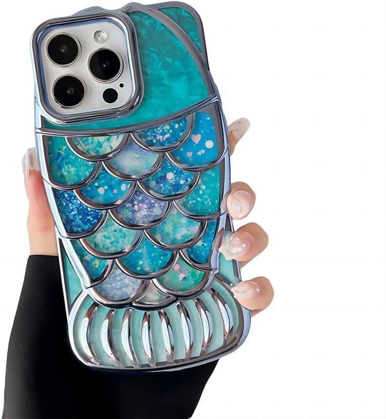 for iPhone Case,Luxury ElectroPlated Fish Shape Frame Glitter Sparkle ...