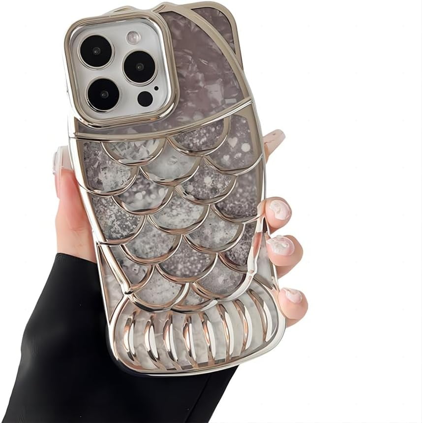 for iPhone Case,Luxury ElectroPlated Fish Shape Frame Glitter Sparkle ...