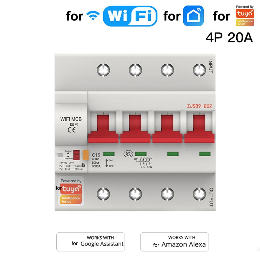 For Wifi 4P Smart Circuit Breaker For Tuya Smart Home Circuit Breaker ...