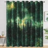 forest Blackout Curtains for Bedroom, Thermal Green Aurora Borealis ...